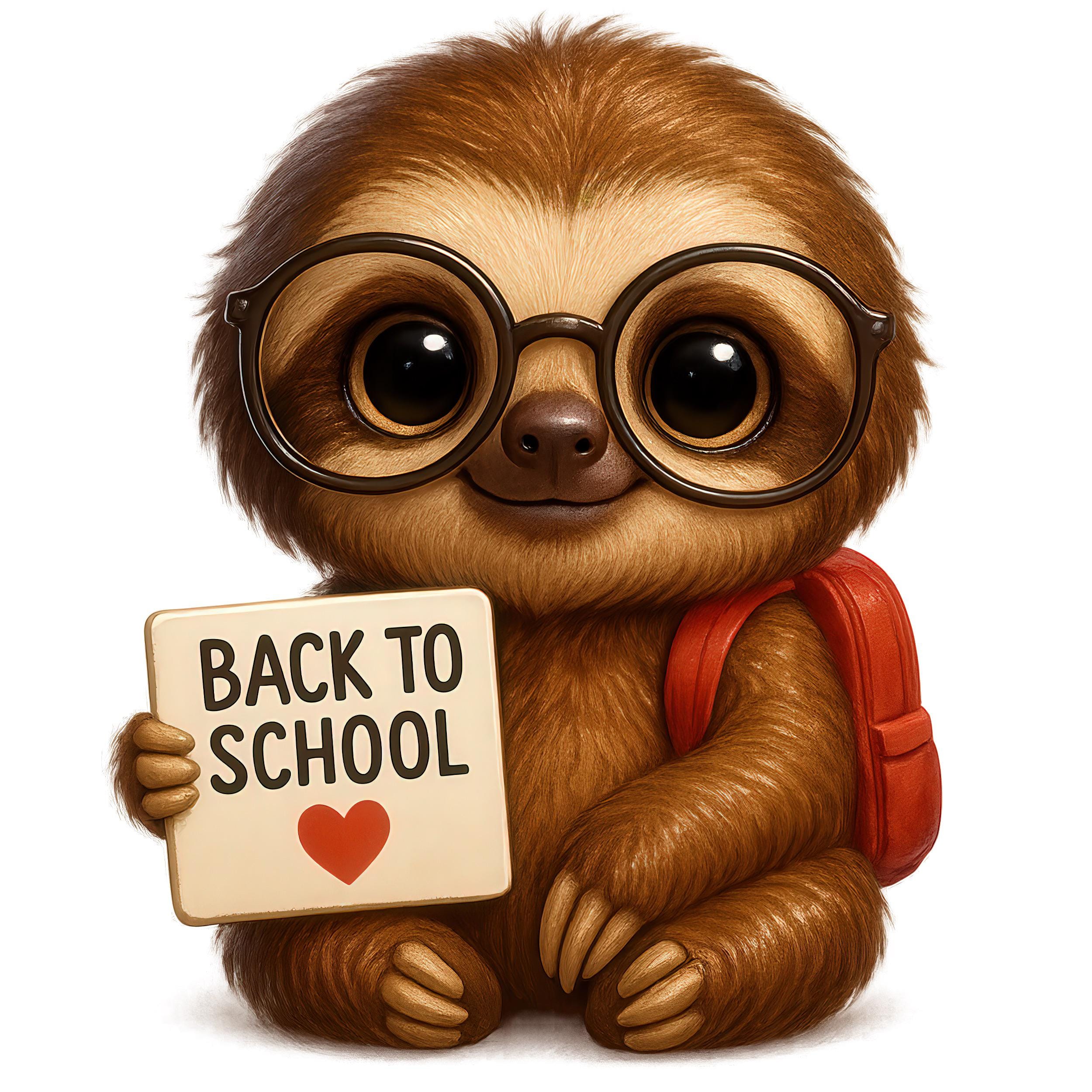 Student Sloth Clipart Bundle: Back to School PNG Graphics (digital ...