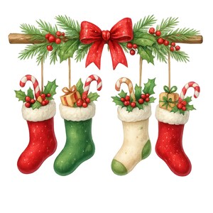 Christmas Ornaments Clipart: Festive Hanging Decorations (PNG Digital ...