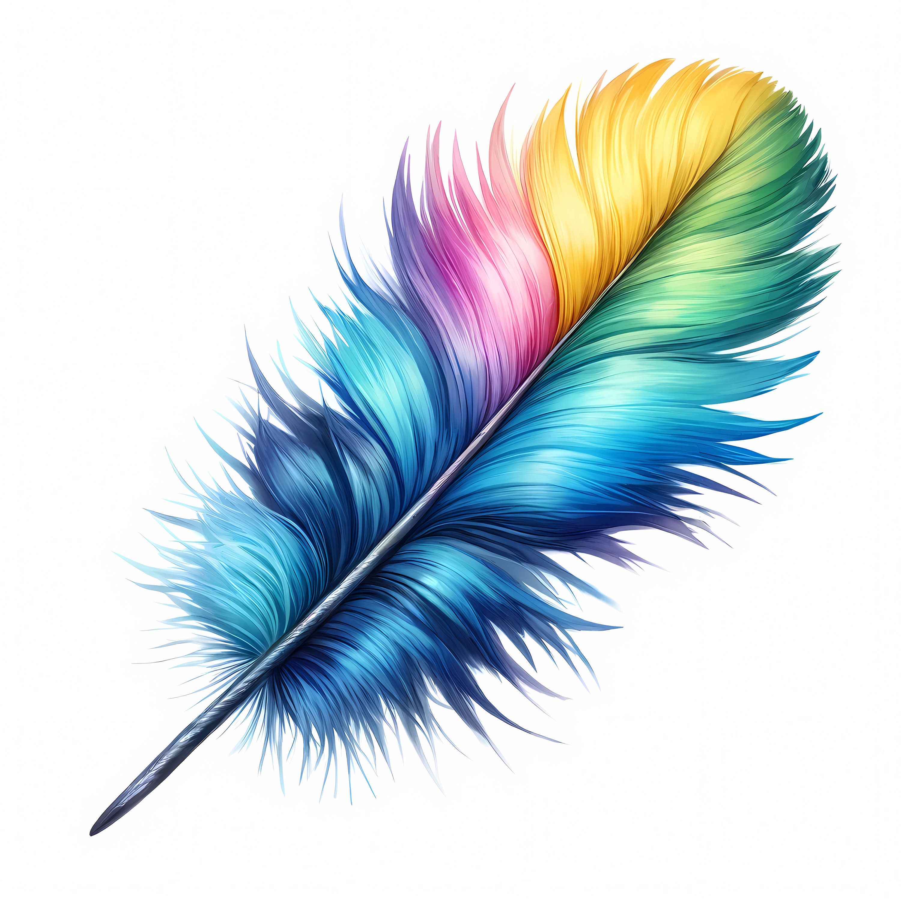 Colorful Feather Clipart | Boho Feather Art, Commercial Use (digital ...