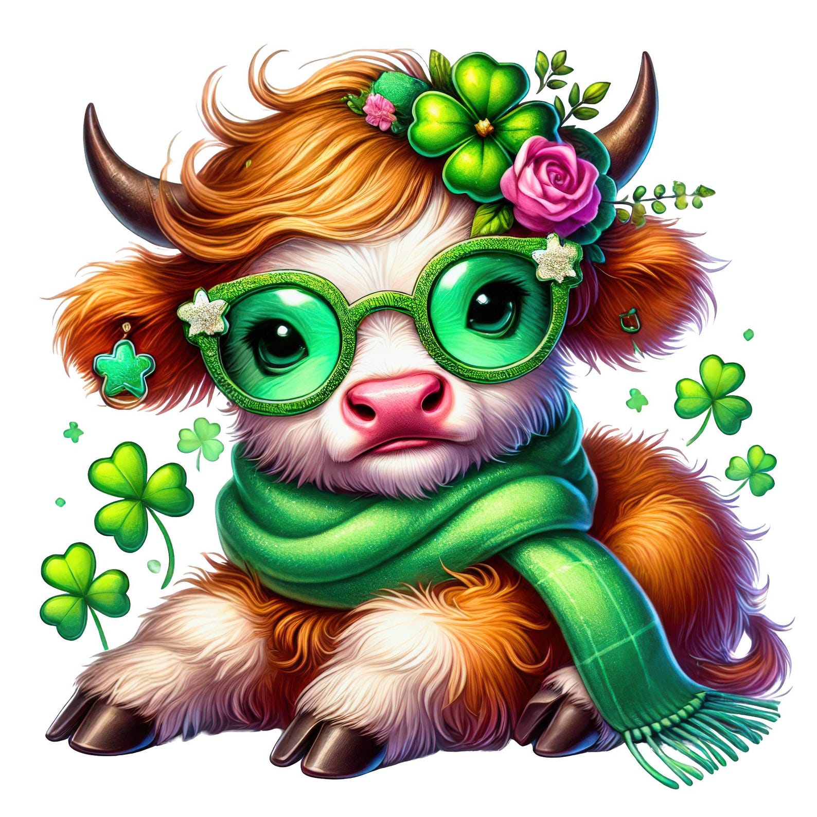 St Patricks Highland Cow Clipart: Irish Cow 12 PNG Bundle (digital ...