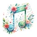 Floral Music Note Clipart 12 High-quality Jpgs Music Note Clipart ...