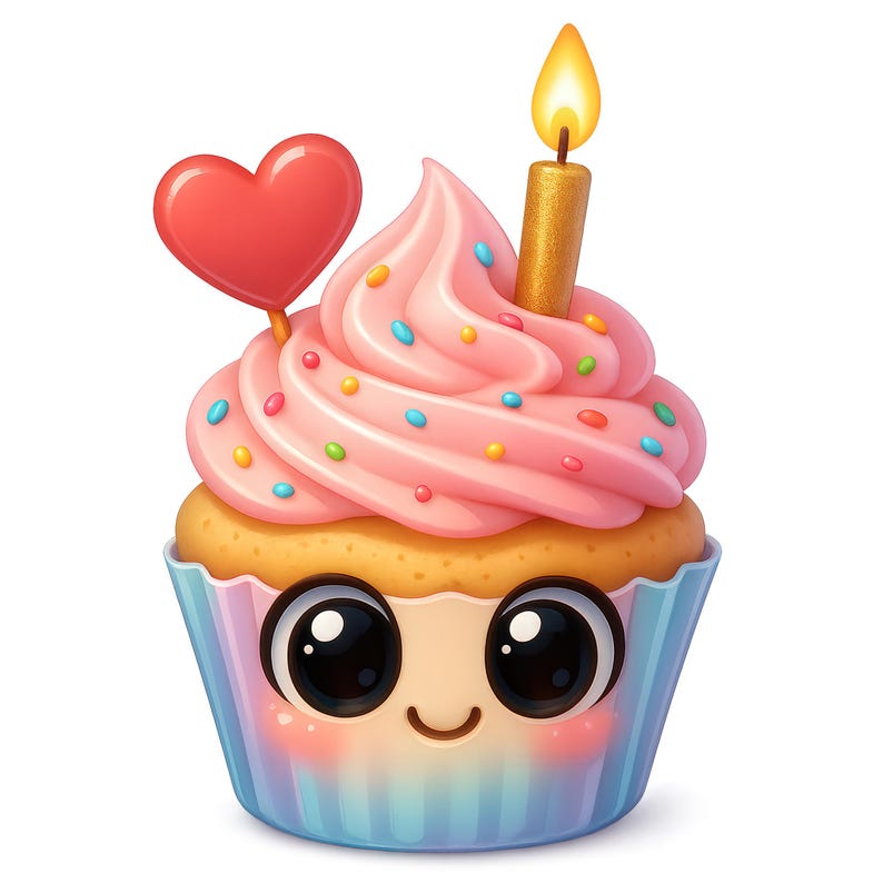 Watercolor Birthday Cupcake Kids Clipart Bundle: 12 PNG Digital ...