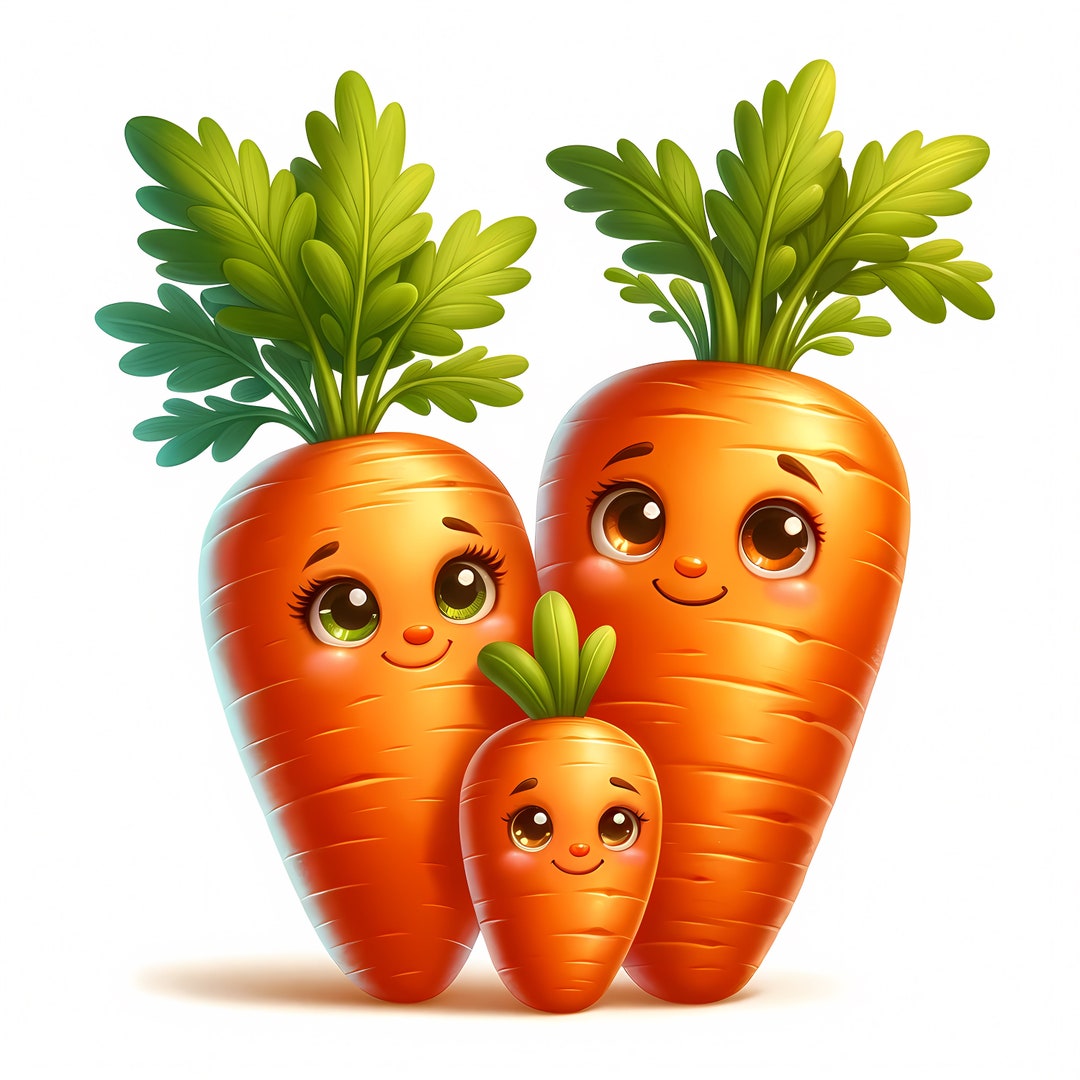 Cute Carrot Clipart | 1O High-quality Jpgs | Adorable Carrot Clipart ...