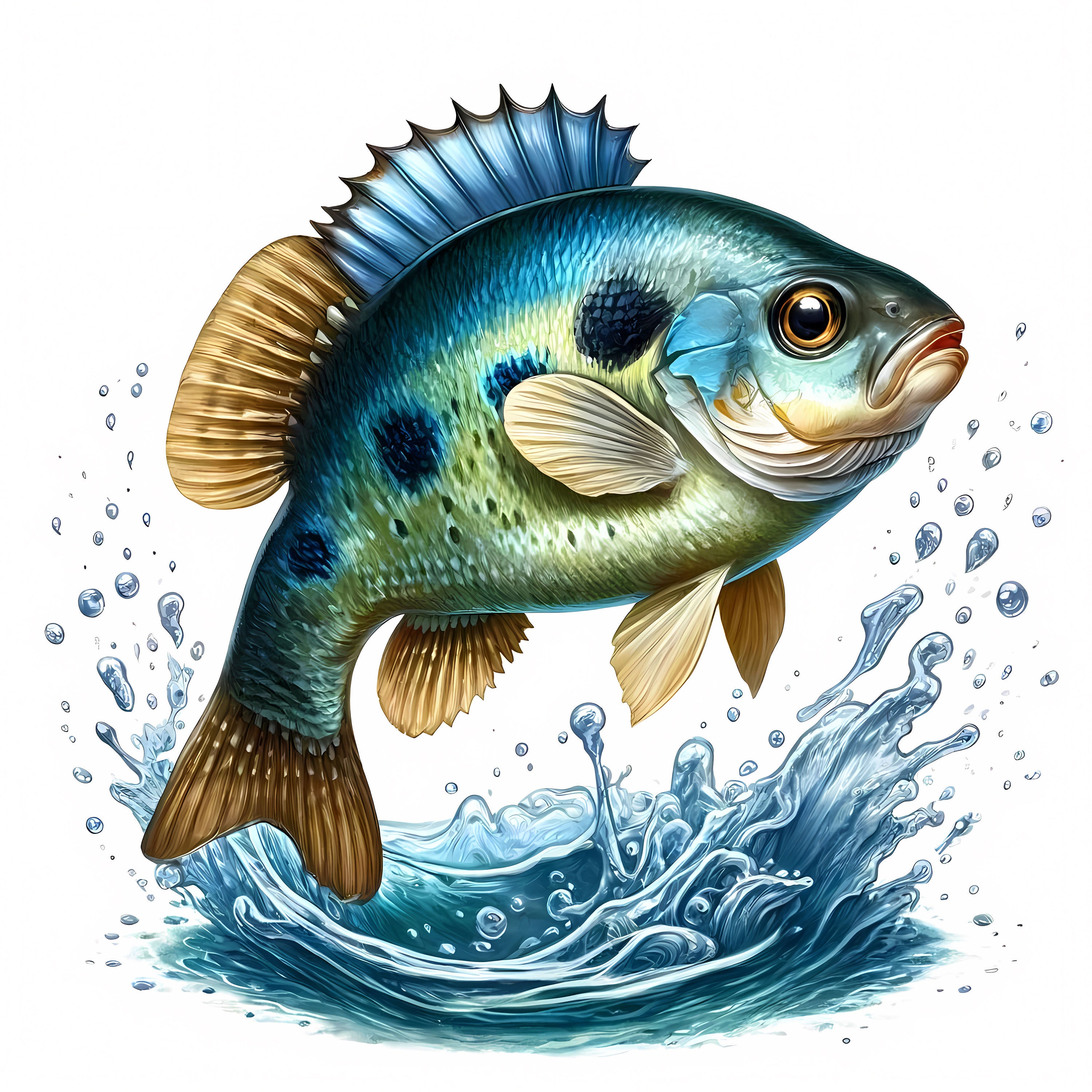 Bluegill Fish Clipart: Realistic Ocean Life Art (digital Download ...