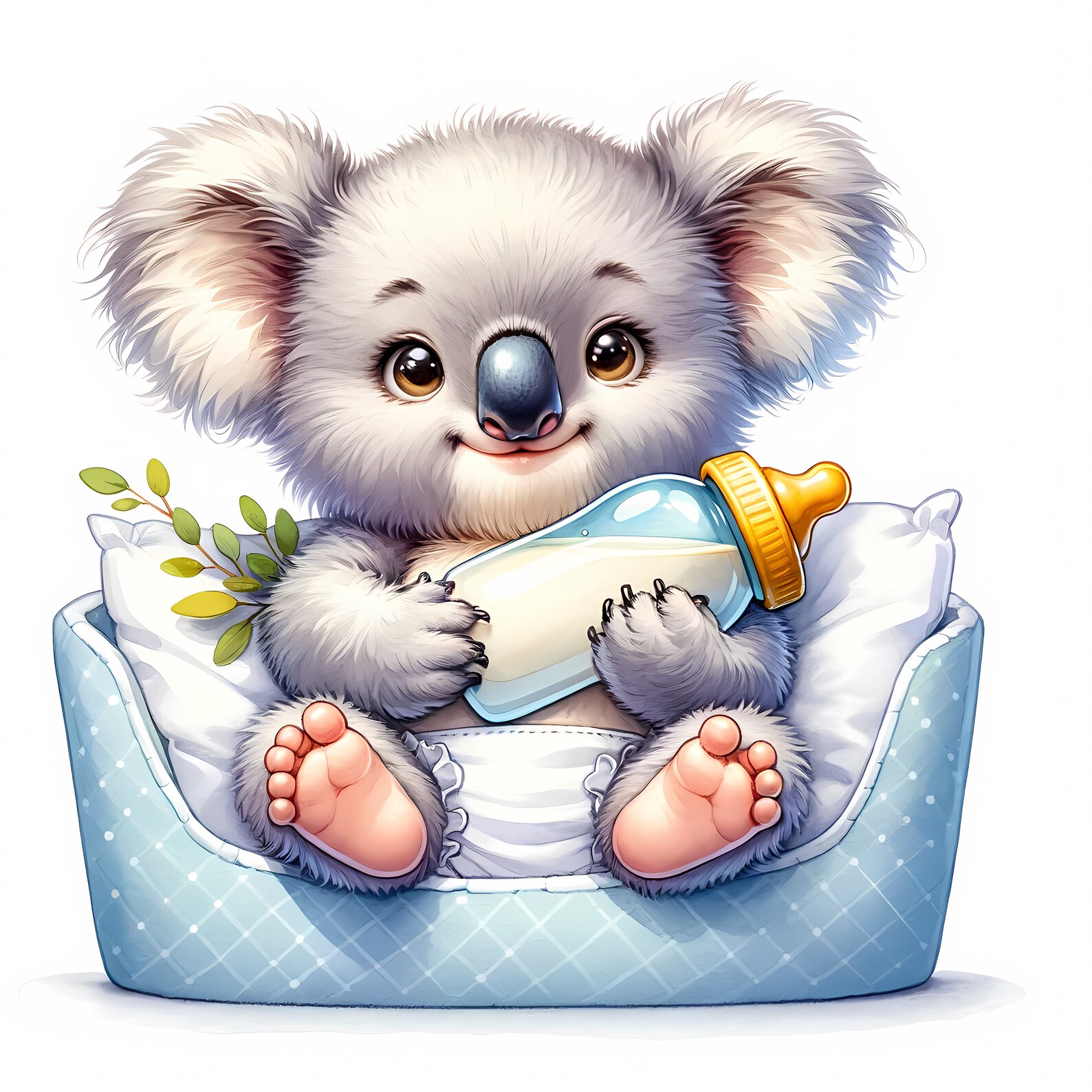 Baby Koala With Baby Bottle Clipart 12 High-quality Jpgs Clipart Bundle ...