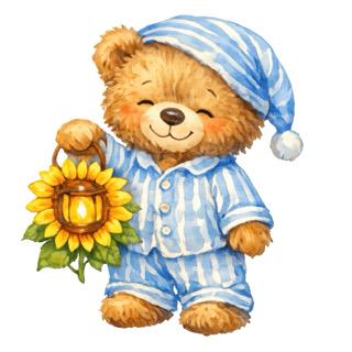Sunflower Teddy Bear Clipart – Adorable Floral Bear Illustration for ...
