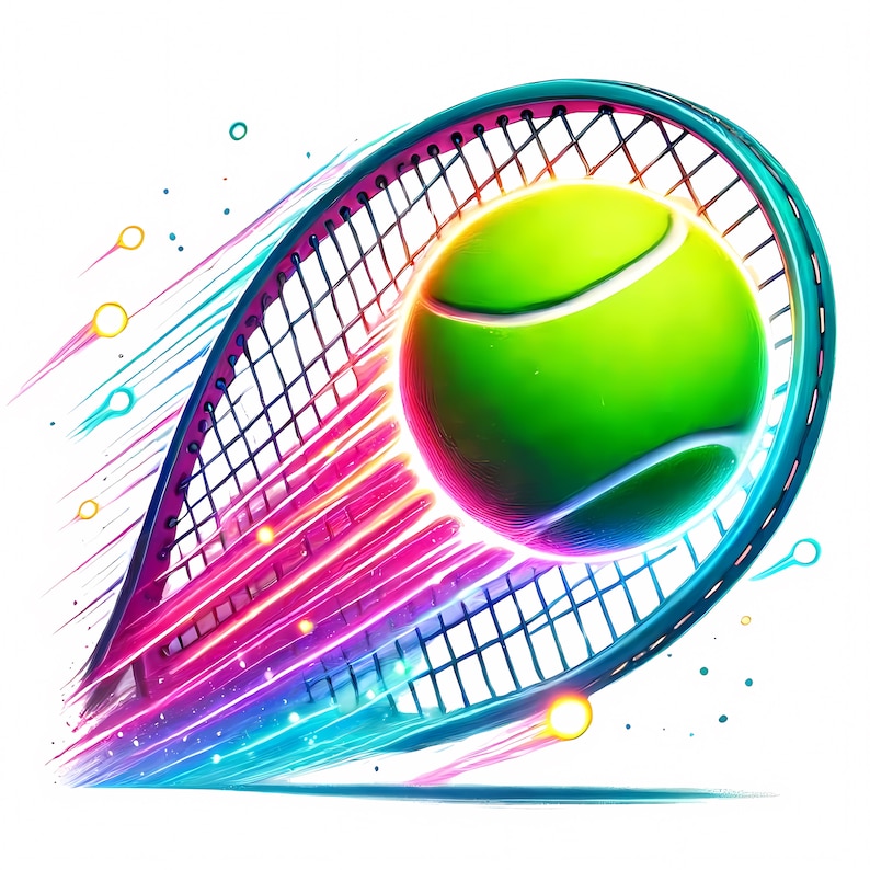 Neon Tennis Ball Clipart | Sports Art Printable (digital Download) Set ...