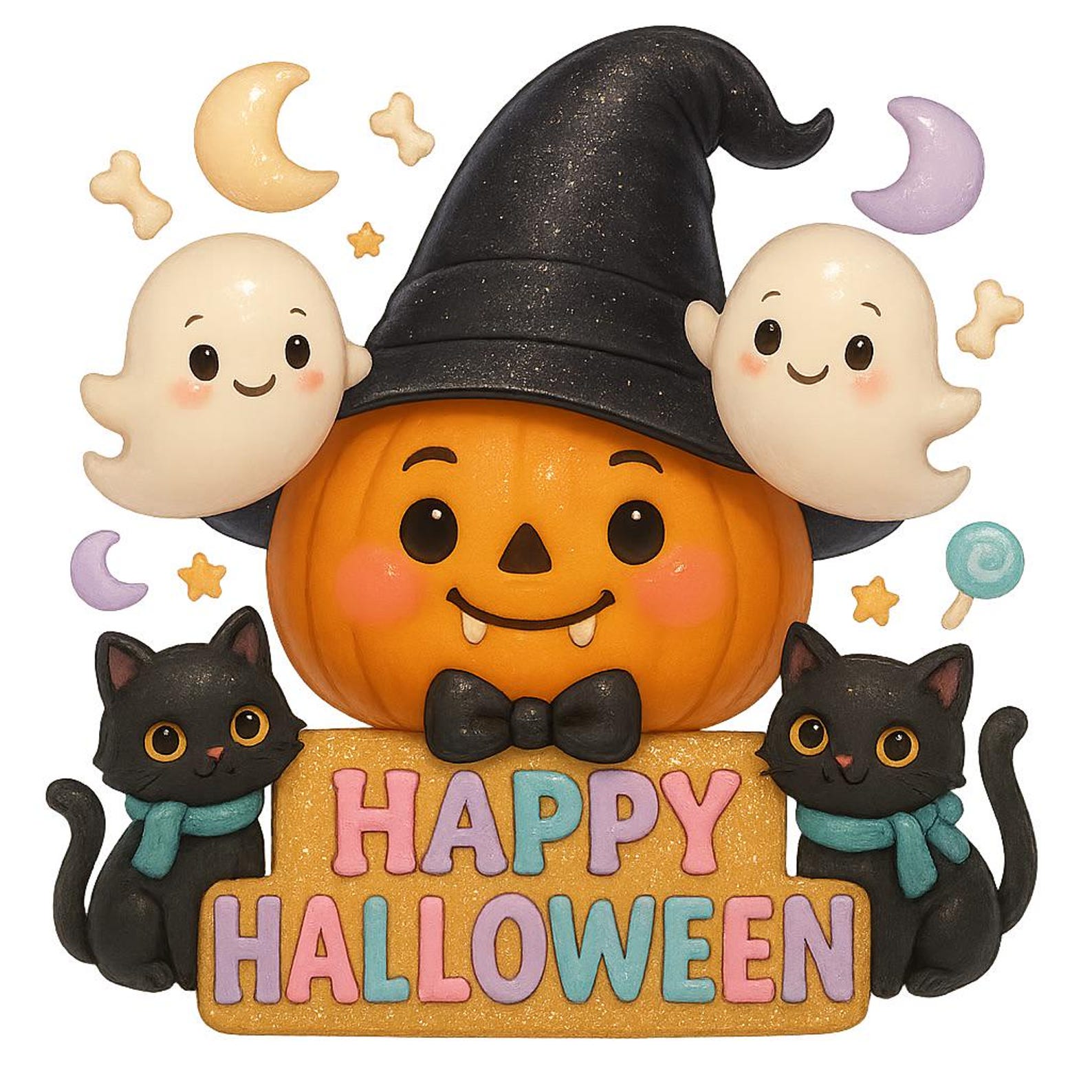 Cute Halloween Pumpkin Clipart, Kawaii Fall Design (PNG) - Etsy