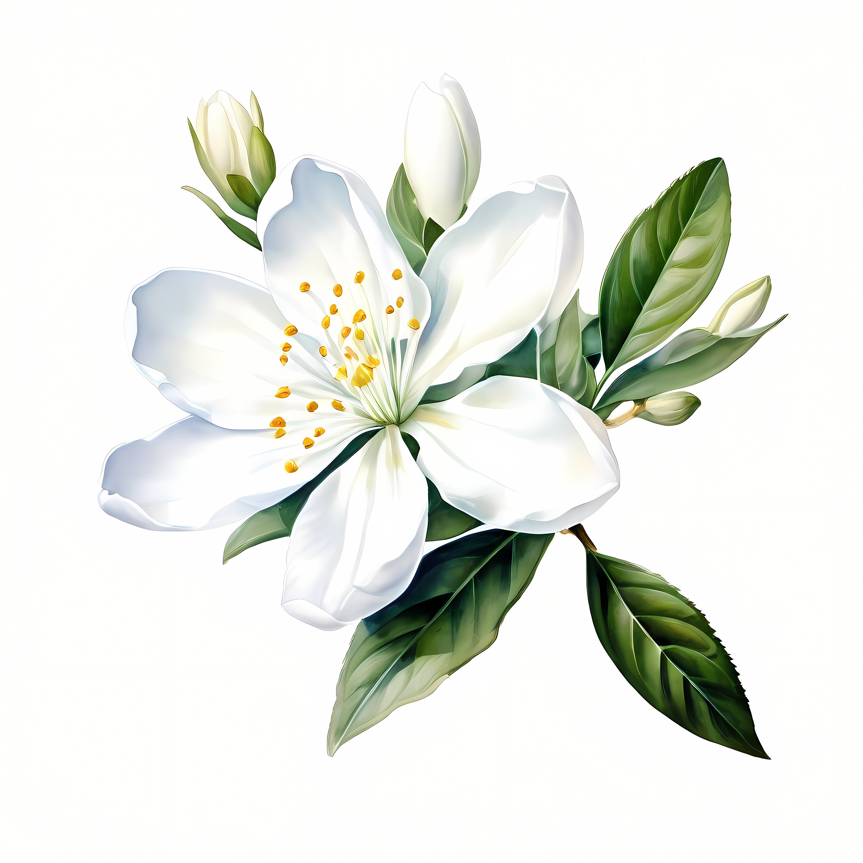 Jasmine Flower Clipart | High-quality Jpgs, Commercial Use (digital ...