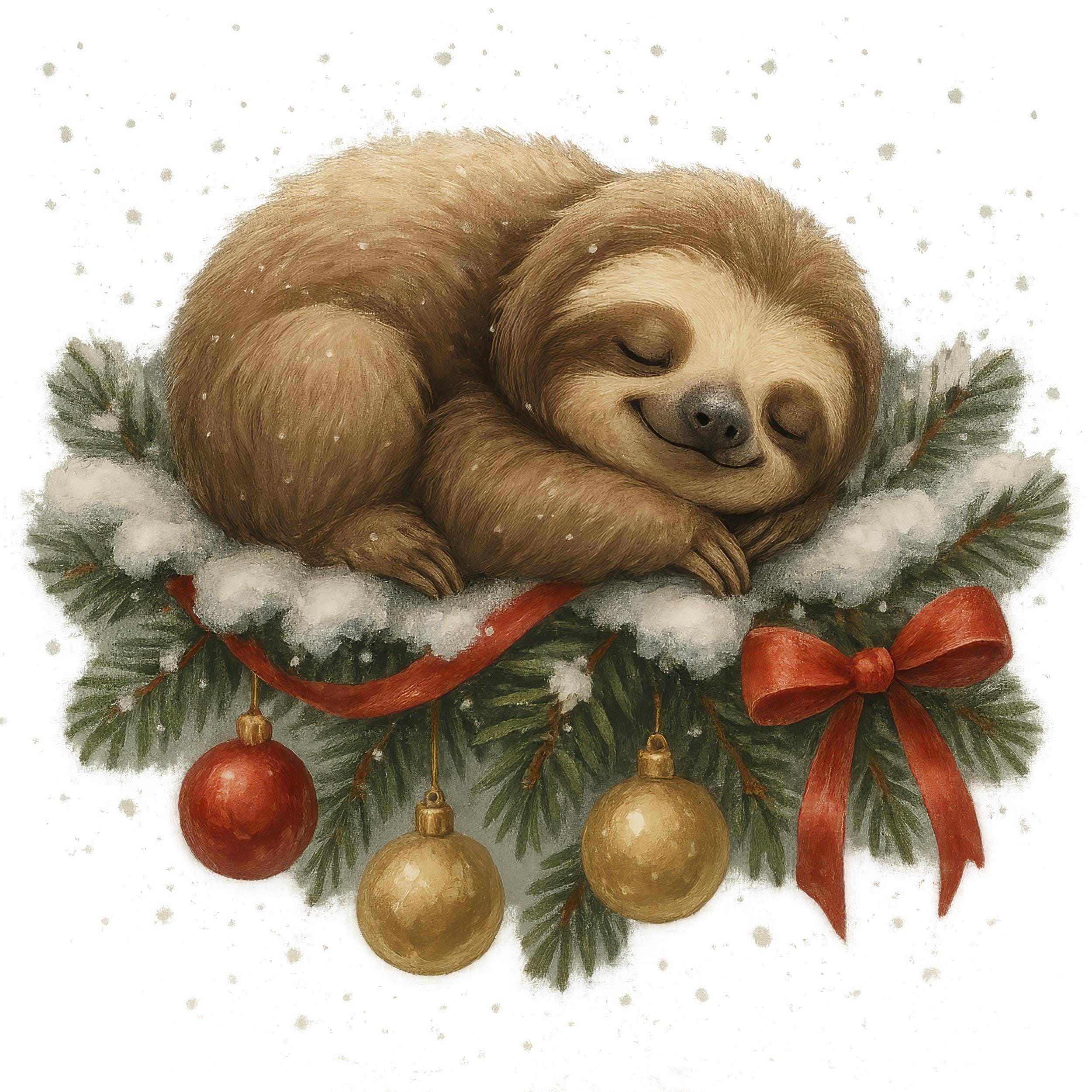 Christmas Sloth Clipart: Holiday Sloth Design (digital Download) 10 PNG ...