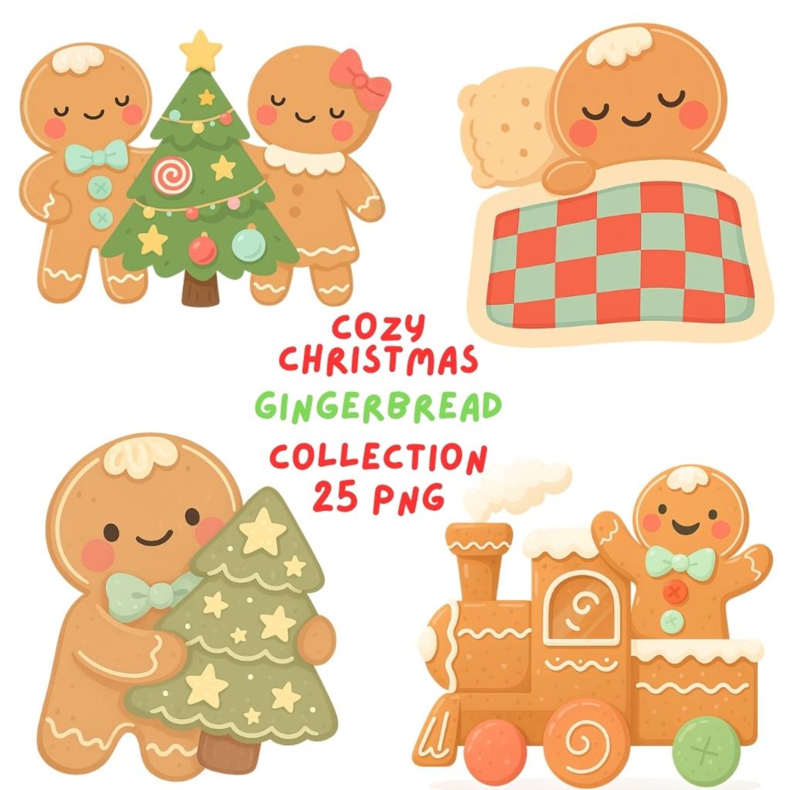 Gingerbread Christmas Clipart: Festive Gingerbread (digital Download ...