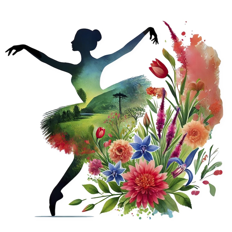 Ballet Dancer Clipart – Floral Ballerina PNG Bundle (digital Download ...