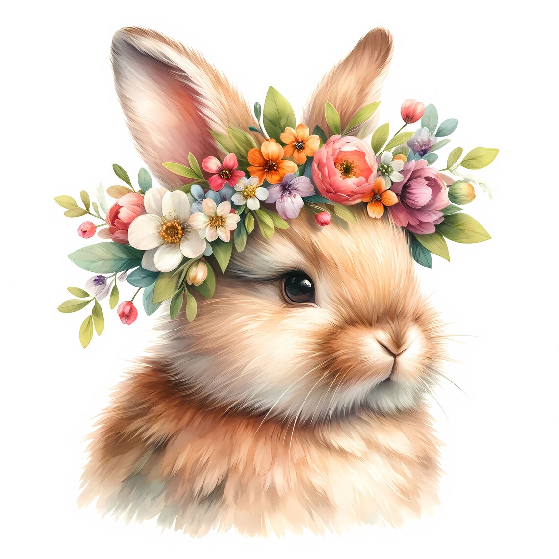 Bunnies With Flower Wreaths Clipart 11 Premium Jpgs Digital Planner ...