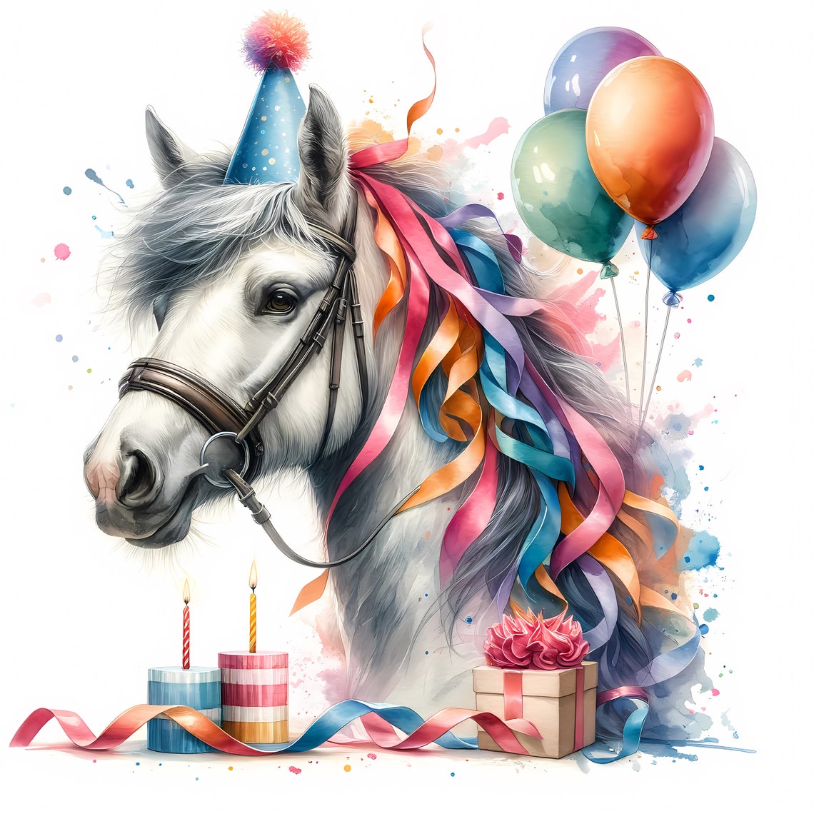 10 Horse Birthday Clipart: Party Ponies JPG Bundle ( (commercial Use ...