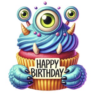 Cute Birthday Cupcake Clipart | 10 High-quality Pngs | Happy Birthday ...