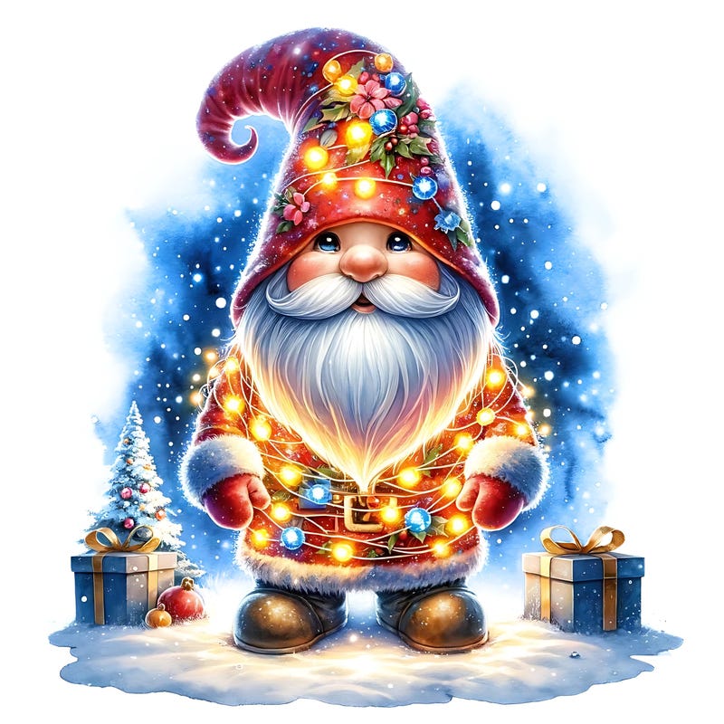 Gnome Christmas Clipart - Etsy