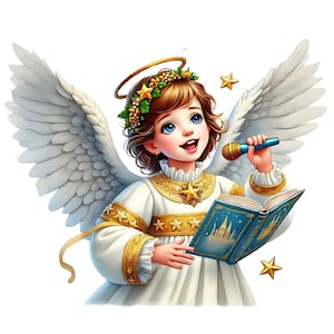 Angel Christmas Clipart | 11 High-quality Jpgs | Cute Christmas Angel ...