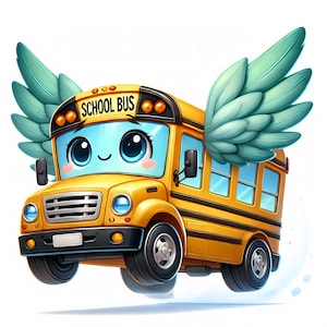 Cute Bus Clipart | 12 High-quality Jpgs | Adorable School Bus Clipart ...