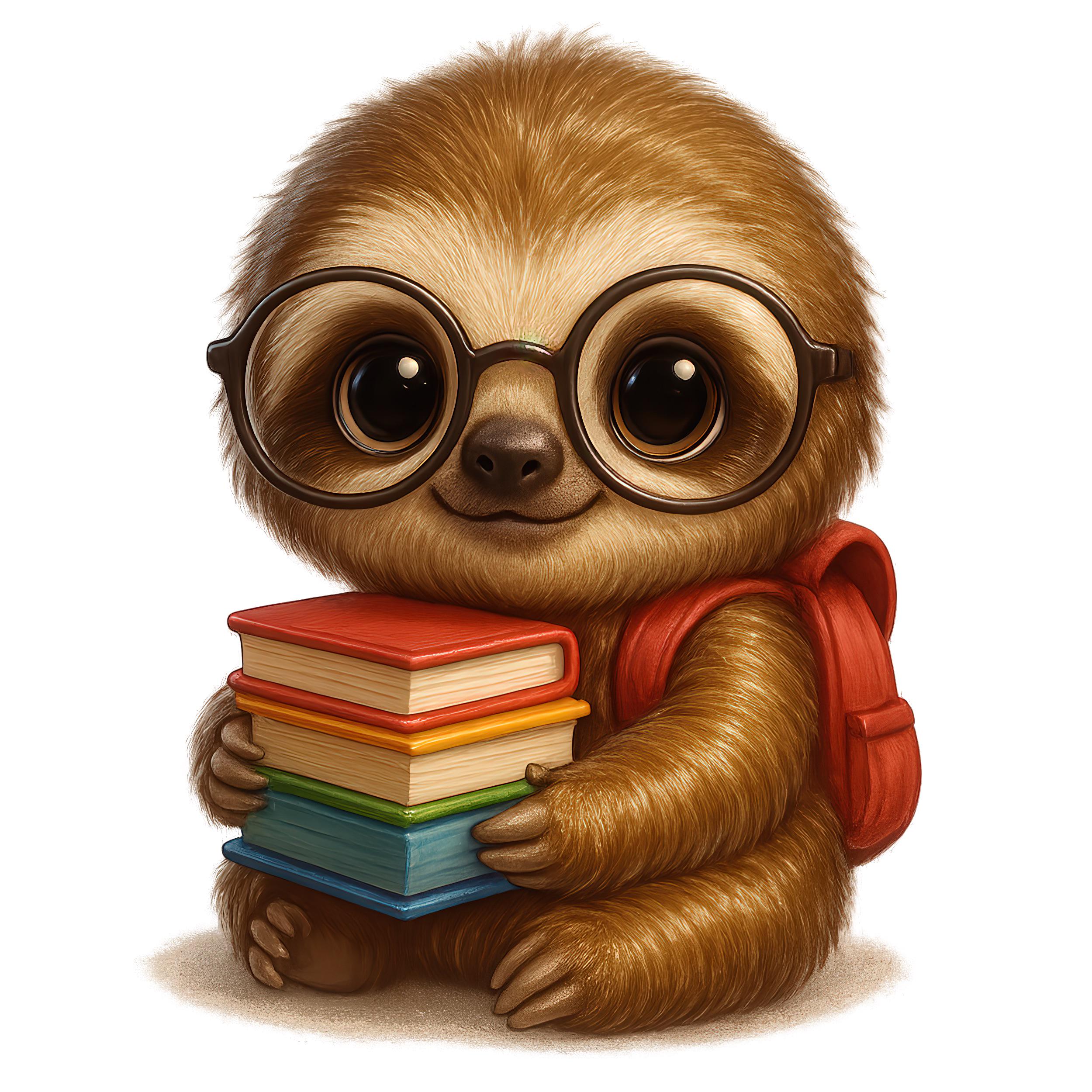 Student Sloth Clipart Bundle: Back to School PNG Graphics (digital ...