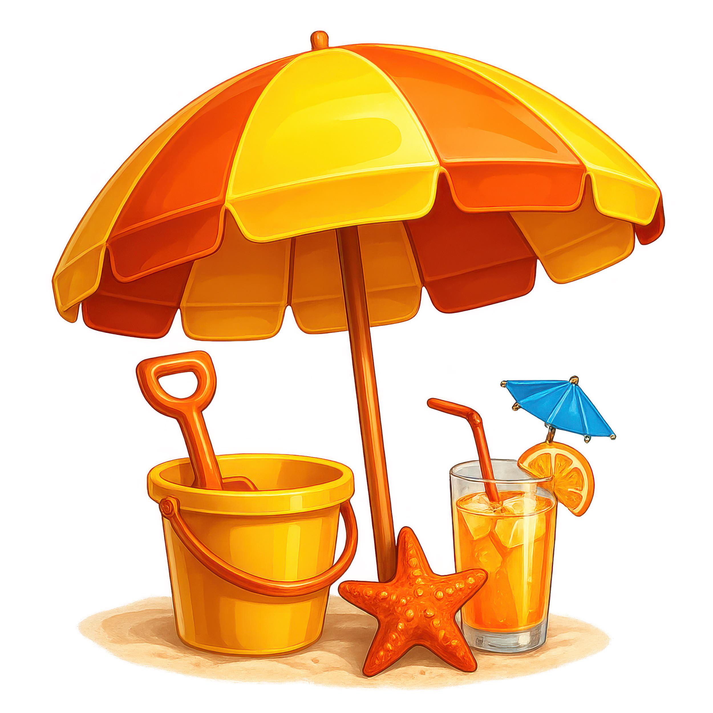 Colorful Beach Umbrella Clipart, Summer PNG Graphics (digital Download ...