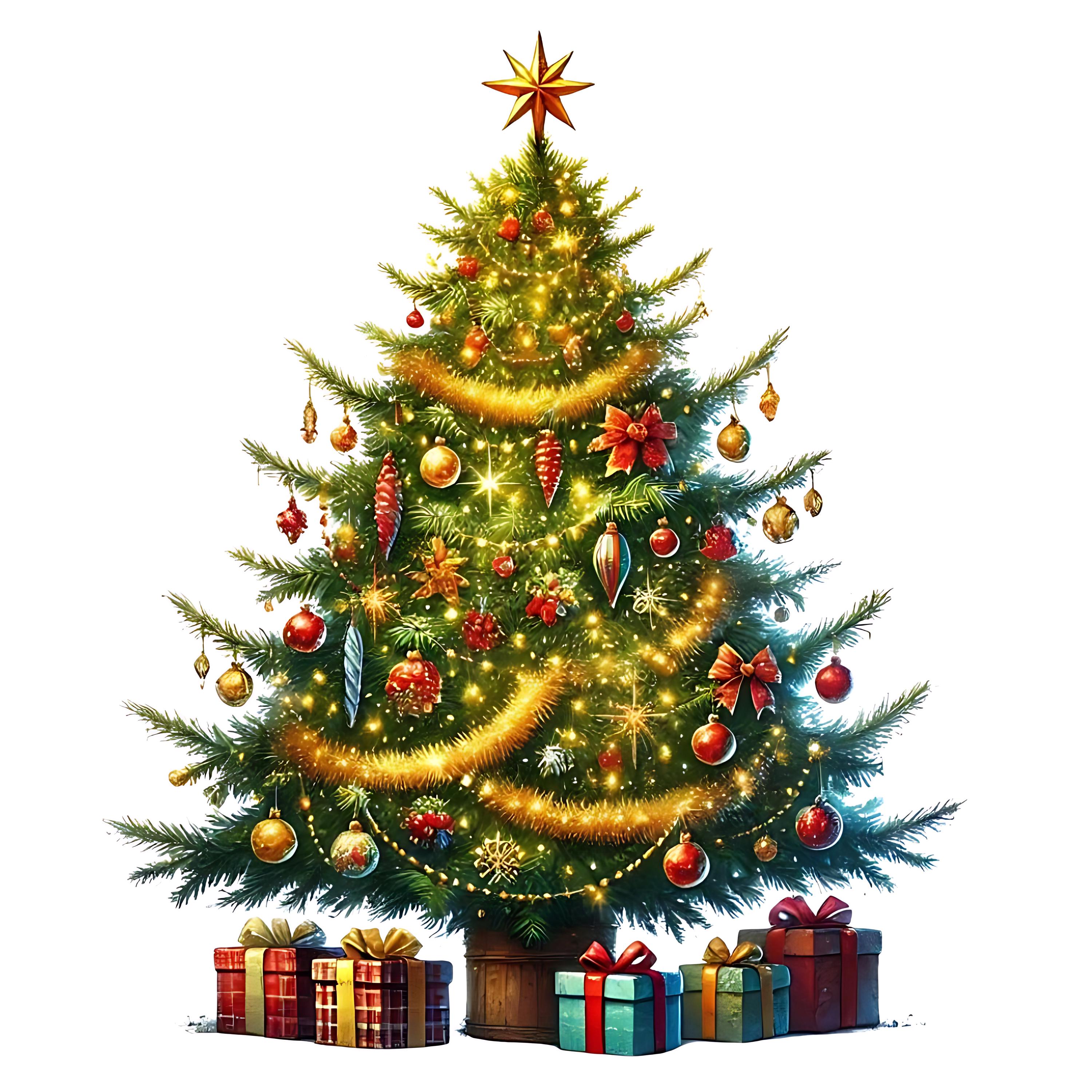 Festive Christmas Tree Clipart Bundle: Holiday Art (12 JPEG, Digital ...