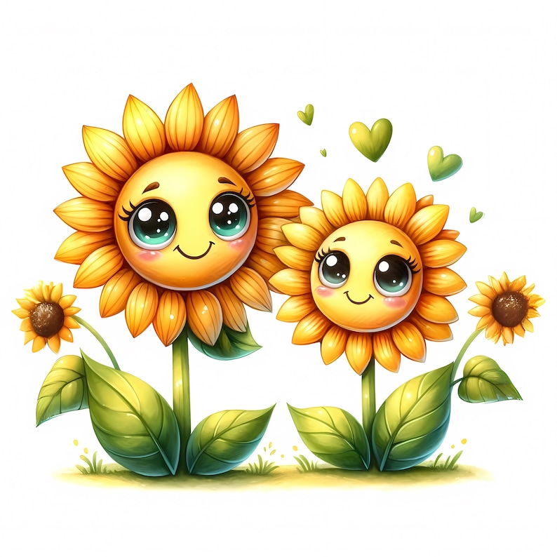 Smiling Sunflower Clipart 10 High-quality Jpgs Cute Sunflower Clipart ...