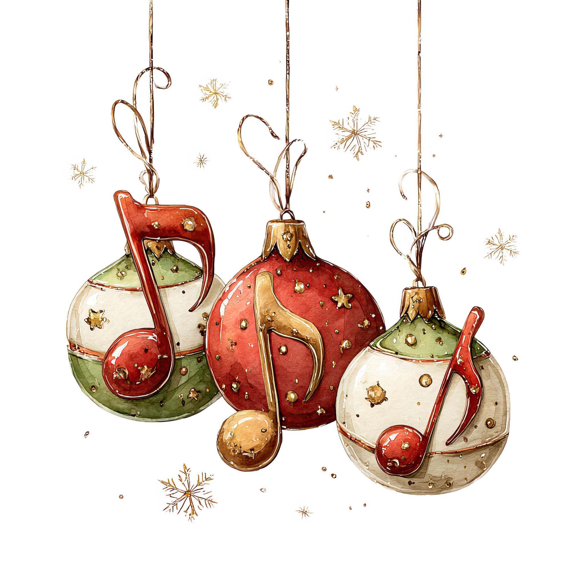 Christmas Ornaments Music Notes Clipart | Festive Musical Graphics ...