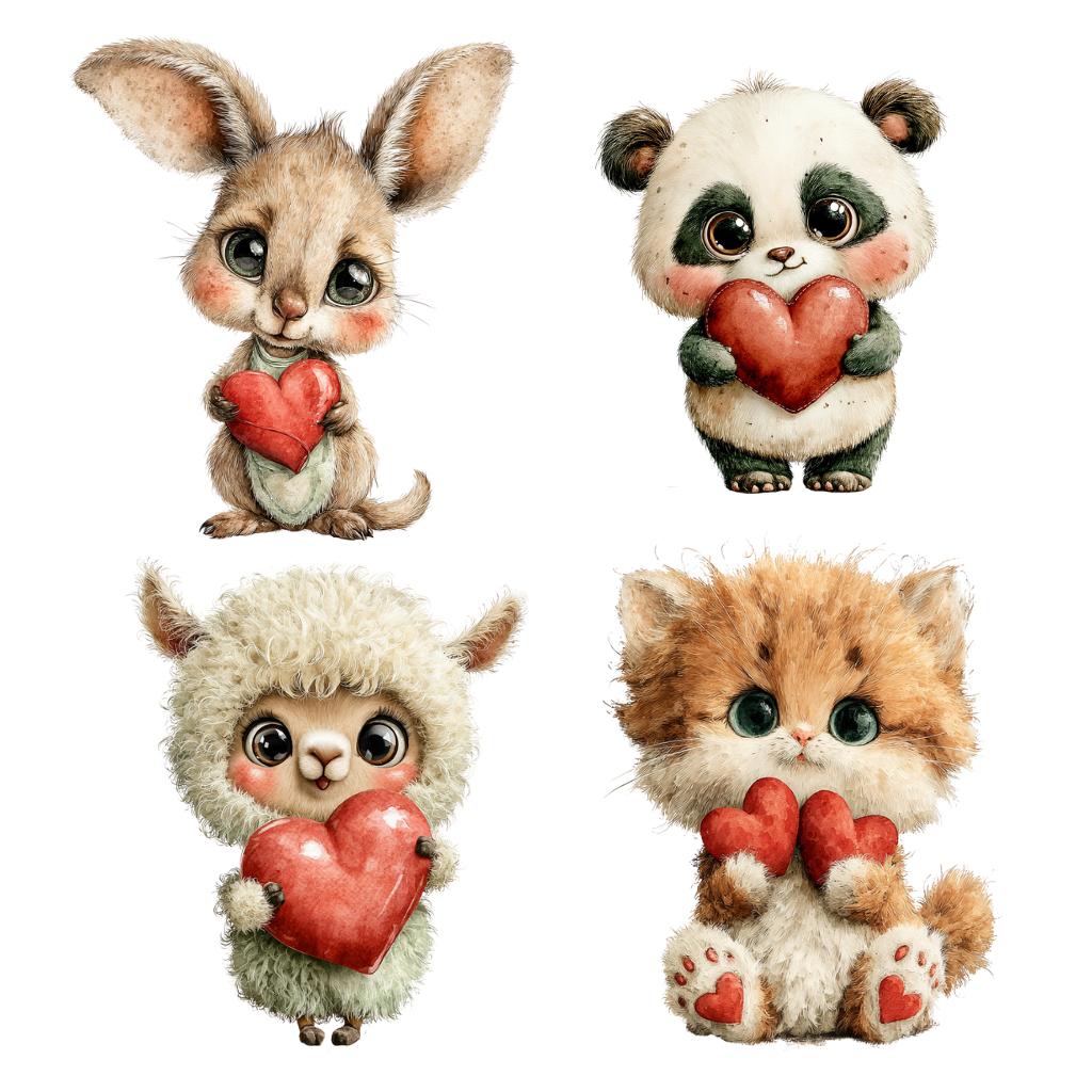 Animals Valentine's Day Clipart | Whimsical Love Graphics | Digital ...