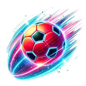 Neon Soccer Ball Clipart: Vibrant Sports Art (digital Download ...