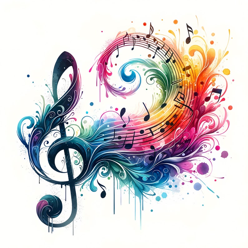 Music Note Clipart 10 High-quality Jpgs Wall Art Digital Download Card ...