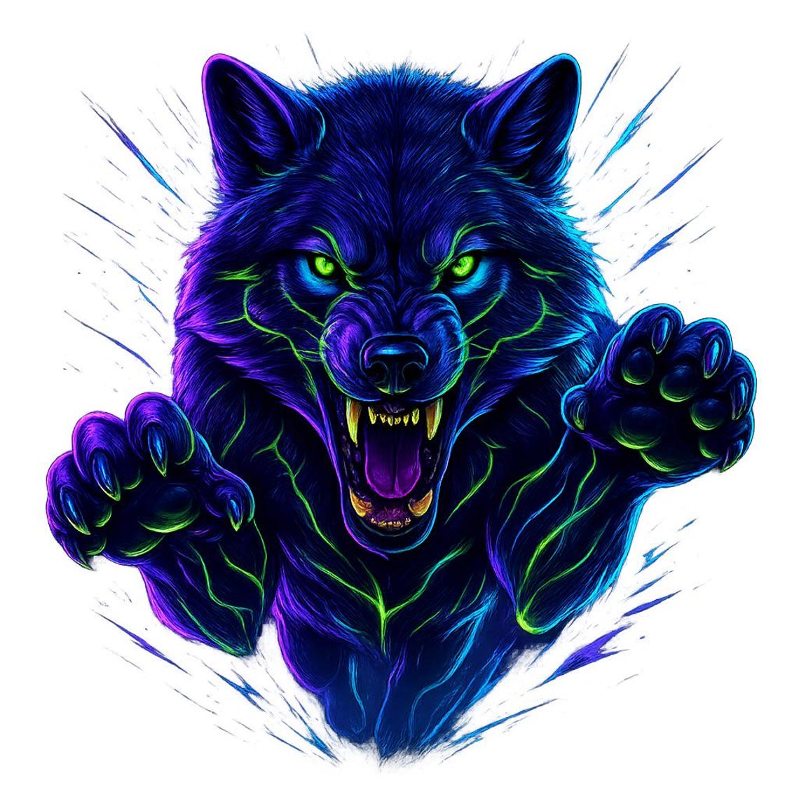Neon Wolf Clipart Bundle, High-quality Pngs (digital Download) - Etsy