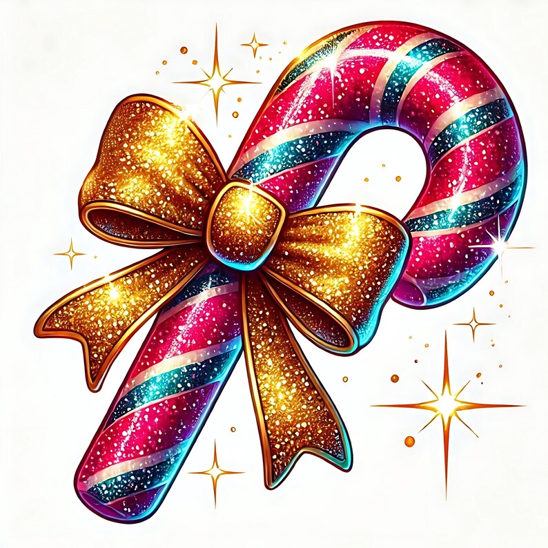Festive Candy Cane Christmas Clipart Bundle (12 JPG Digital Download ...