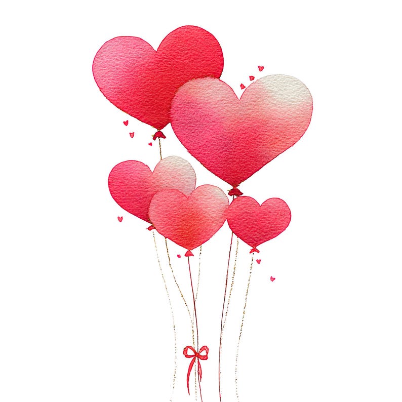 Valentine's Day Balloons Clipart | Valentine Hearts Graphics | Digital ...
