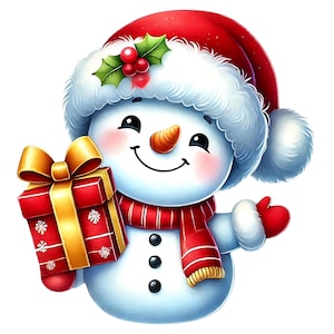 Cute Snowman Clipart | 12 High-quality Jpgs | Festive Christmas Snowman ...