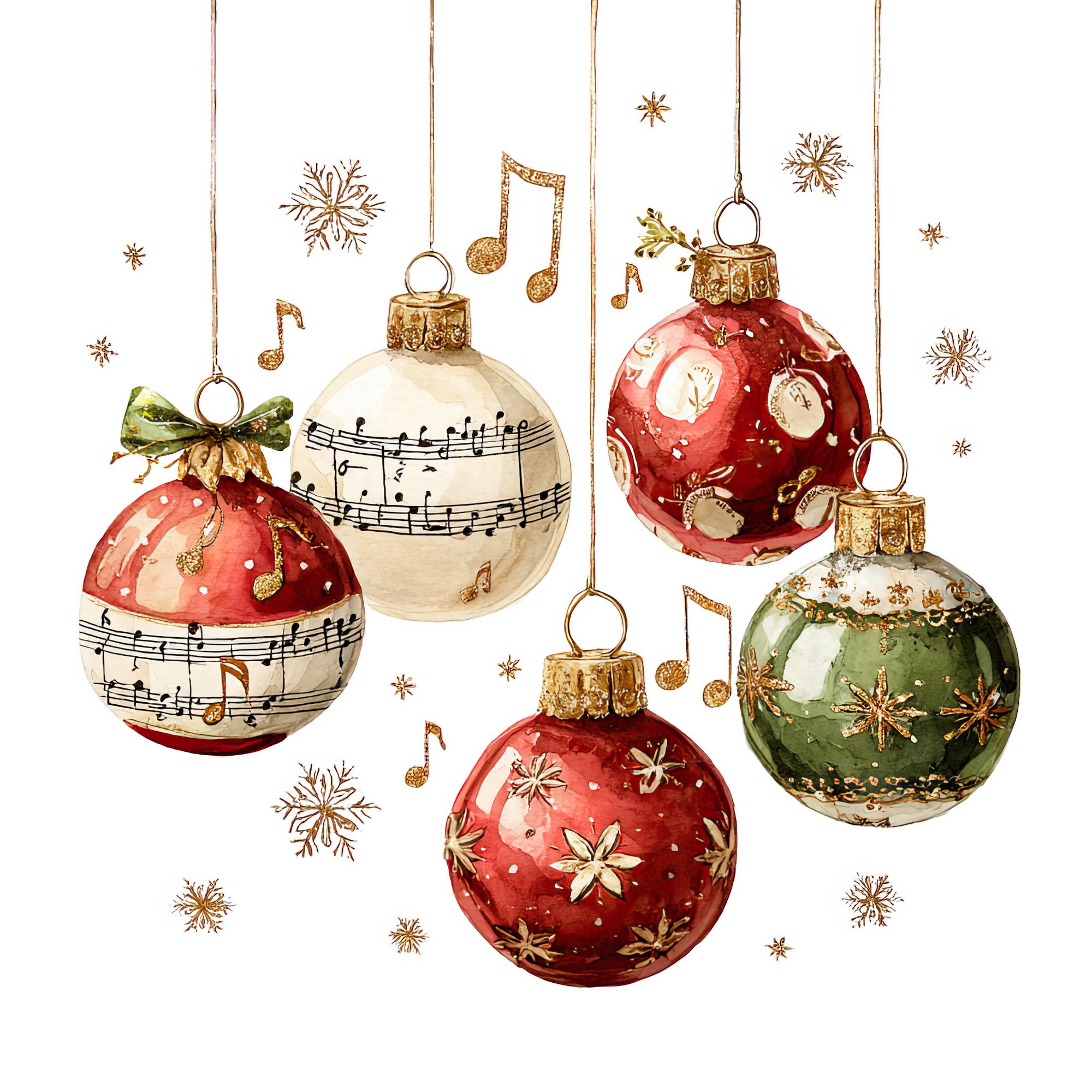 Christmas Ornaments Music Notes Clipart | Festive Musical Graphics ...