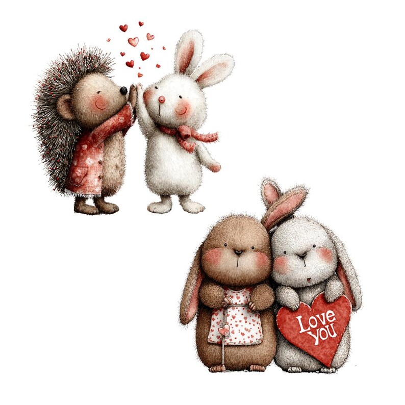 Woodland Animals Valentine's Day Clipart: Whimsical Graphics (digital ...