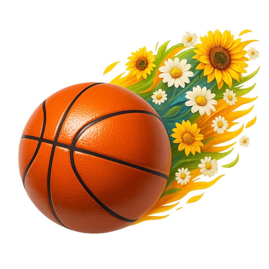 Basketball Flowers Clipart, Floral Basketball Clipart, Basketball ...