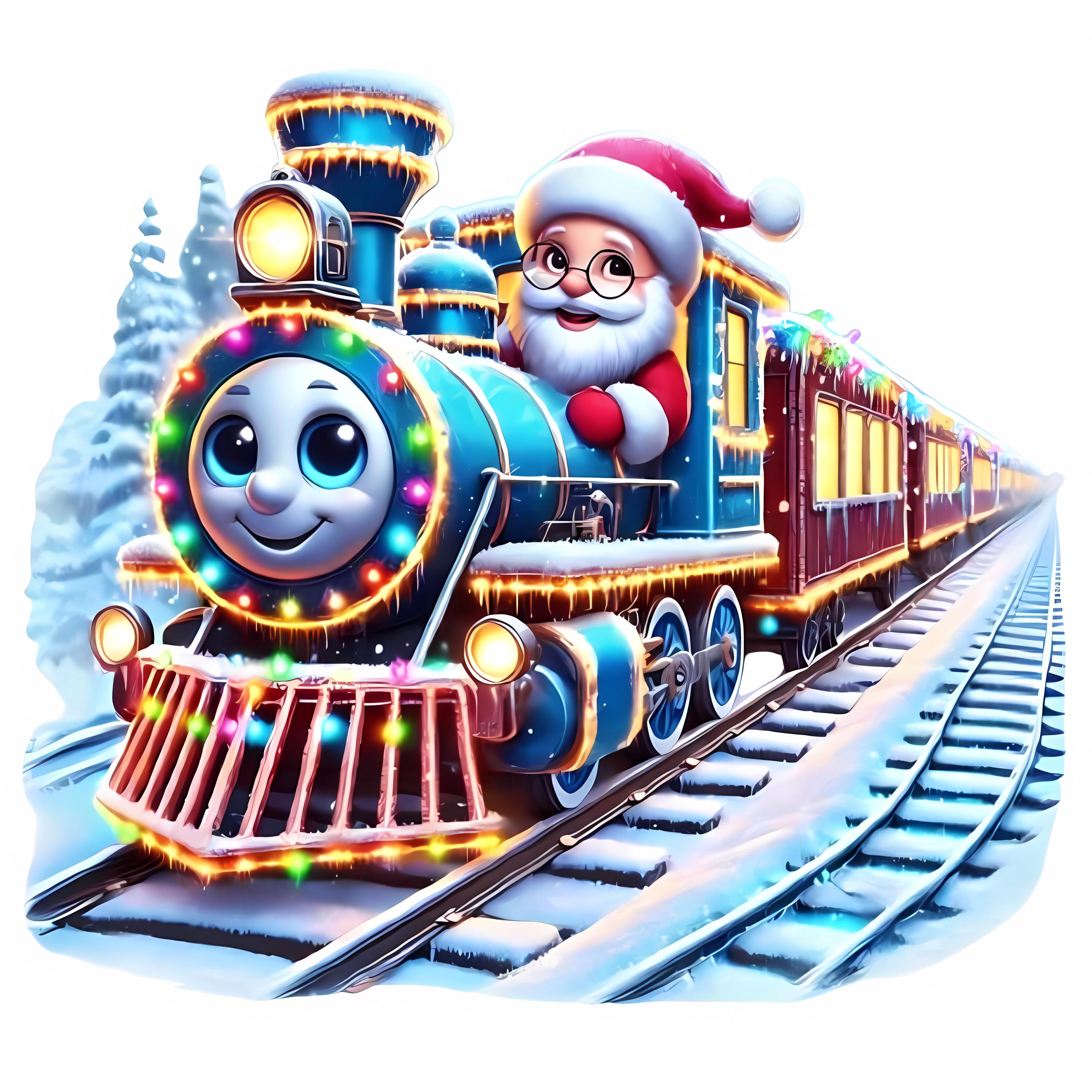 Cute Christmas Train Clipart Bundle | Festive Holiday Art (jpgs) - Etsy