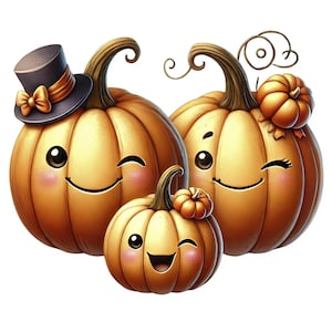 Cute Pumpkin Clipart | Fall PNG Bundle, Commercial Use (digital ...