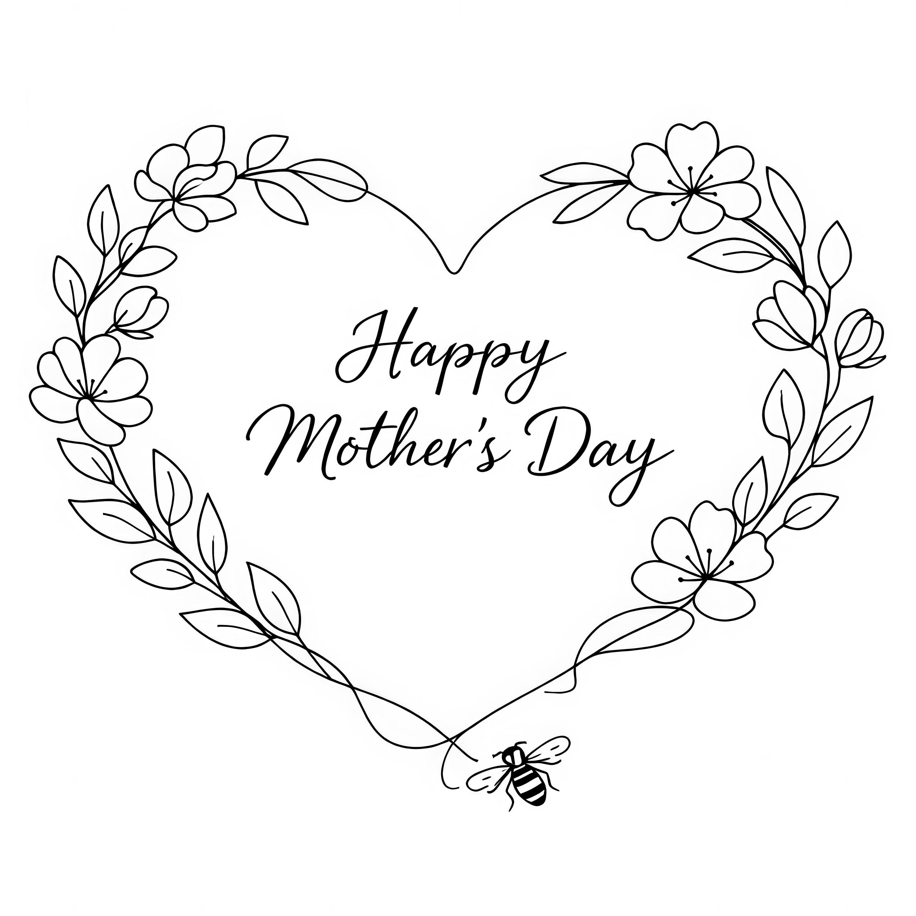 Floral Mother’s Day Clipart, Mom Hand Drawn Outline Graphics, Digital ...