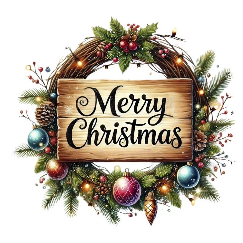 10 Merry Christmas Sign Clipart: Festive Holiday Art PNG (digital ...