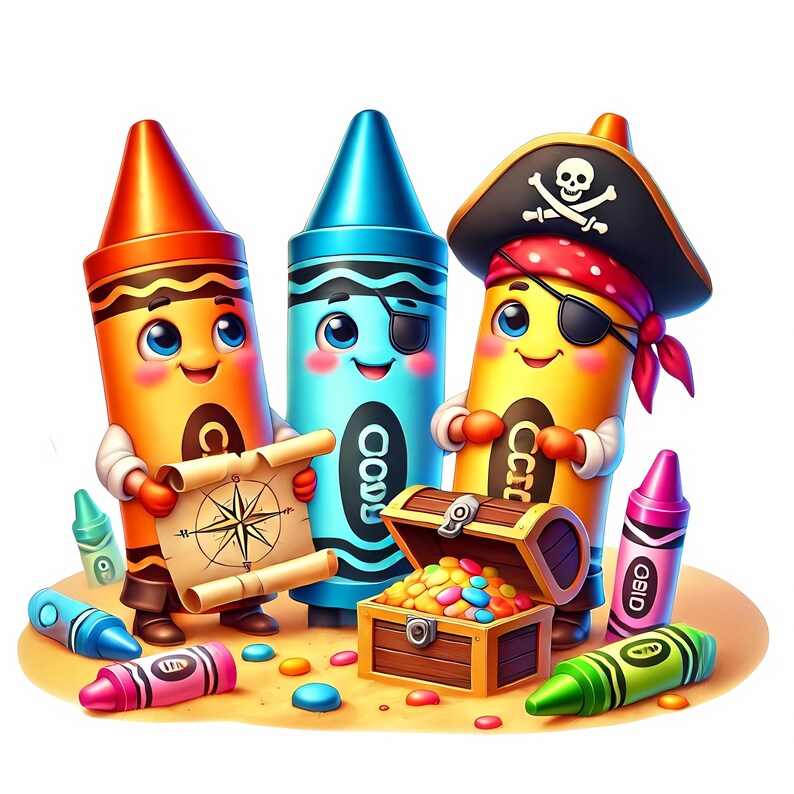 Cute Crayon Clipart Bundle | High-quality Jpgs (digital Download) - Etsy