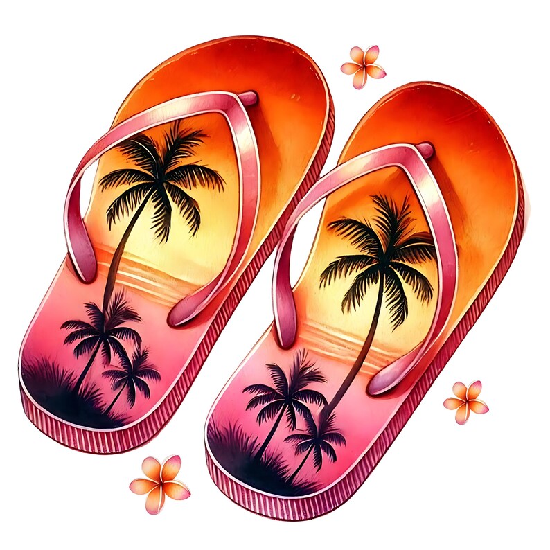Rainbow Flip Flops Clipart: Summer Beach Designs (digital Download ...