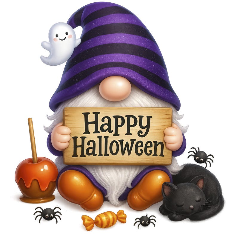 12 Halloween Gnome Clipart: Pumpkins and Bats PNG (digital Download) - Etsy