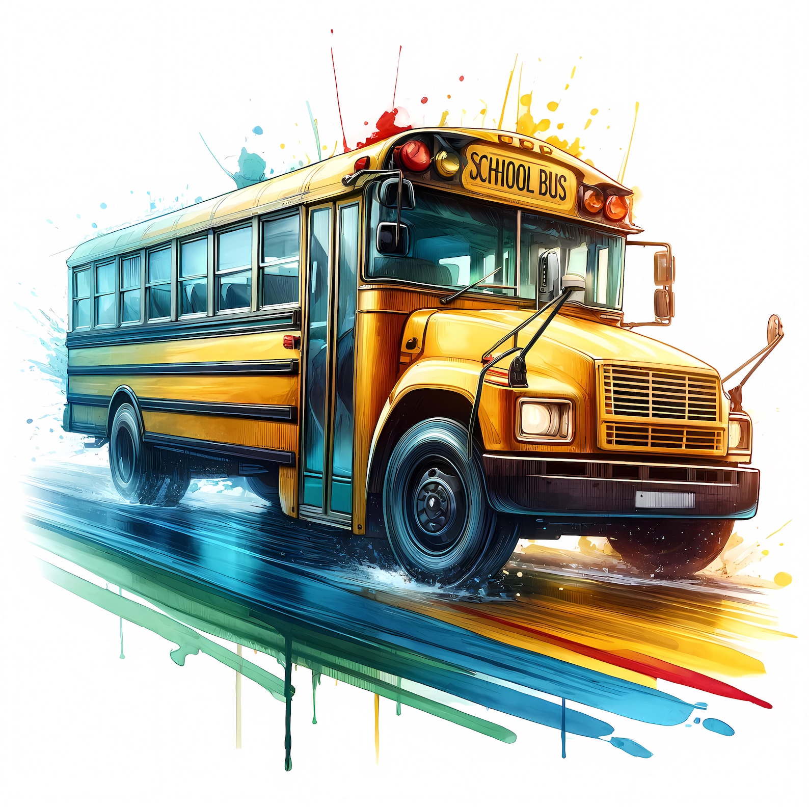 Yellow School Bus Clipart | Student Transport Art (digital Download ...
