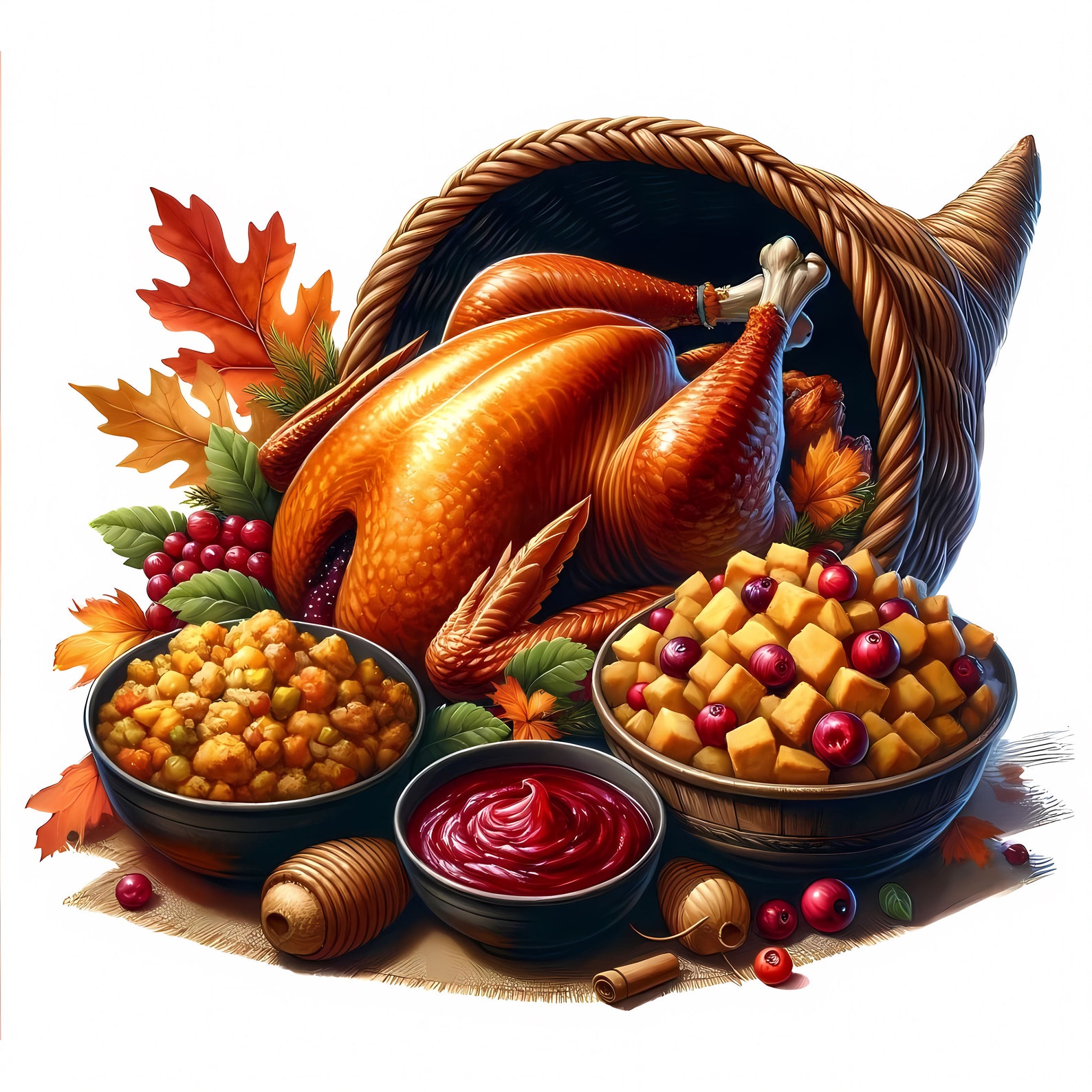 Thanksgiving Cornucopia Clipart: Autumn Harvest Art (digital Download ...
