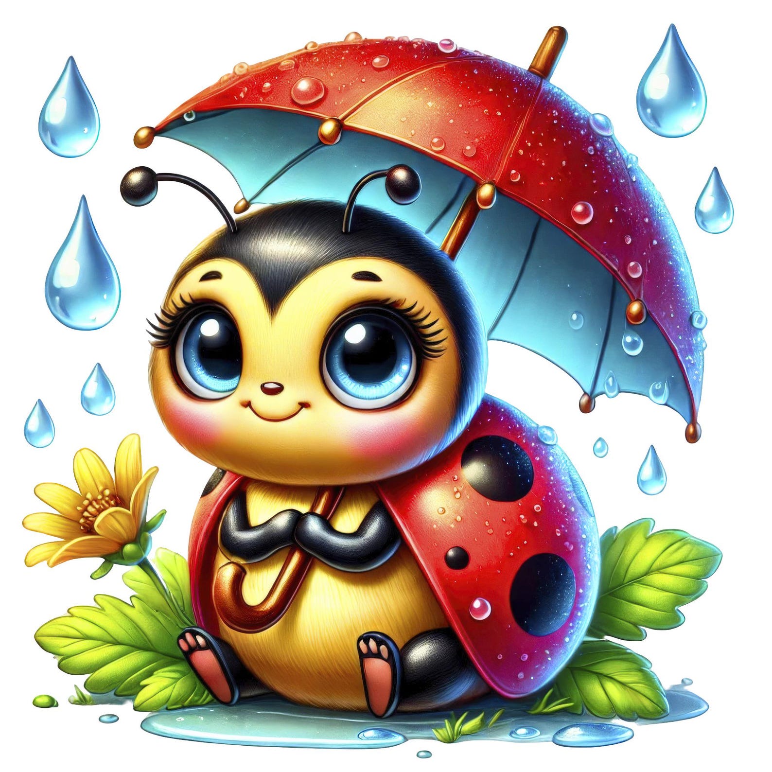 Cute Cartoon Ladybug Clipart | High-quality Designs (digital Download ...