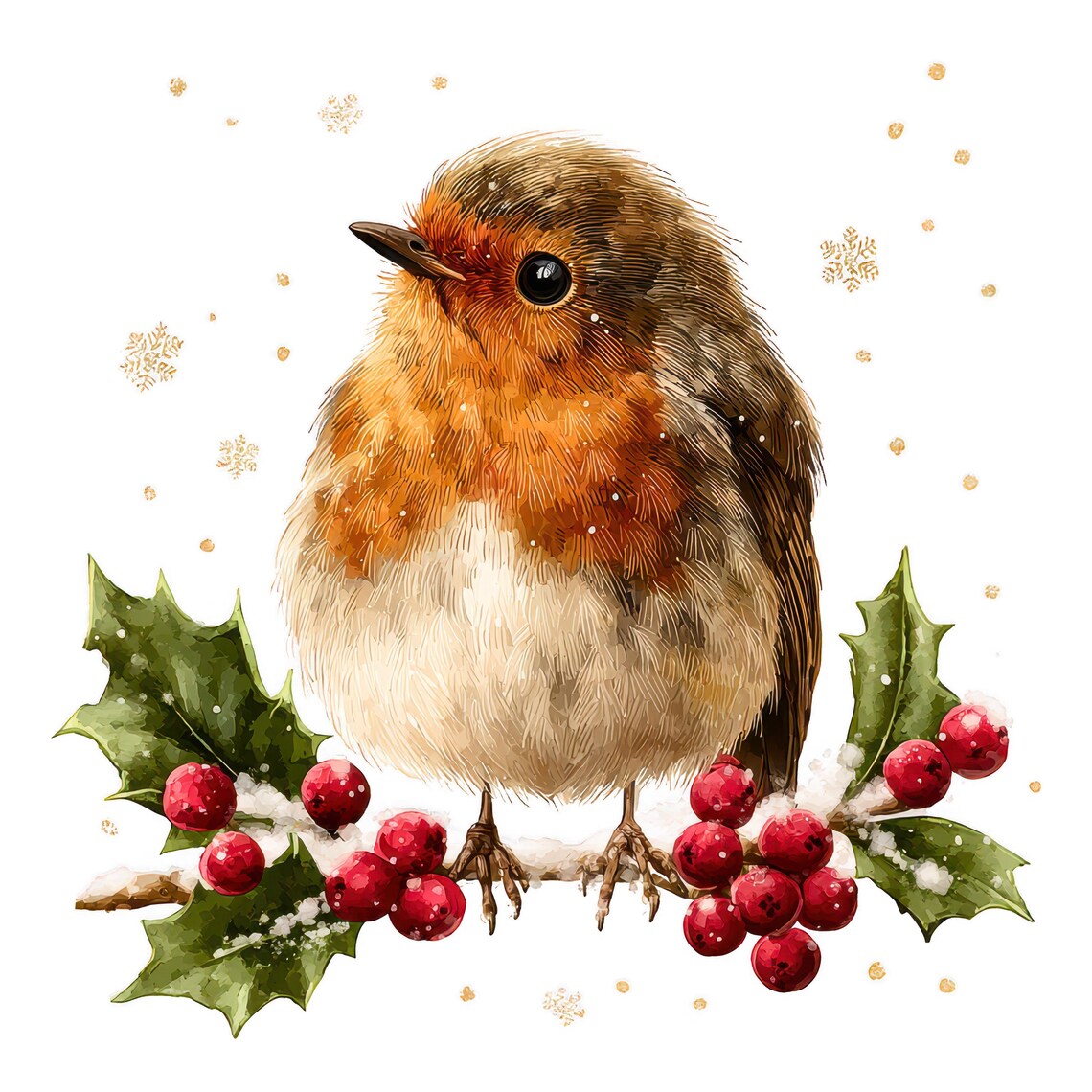Christmas Robin Clipart: Holiday Bird Graphics (digital Download) 12 ...