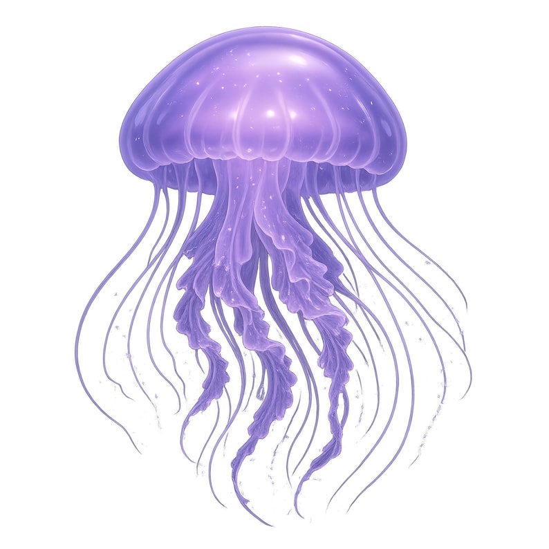 Realistic Jellyfish Clipart Bundle: Ocean Animal PNG Graphics ...