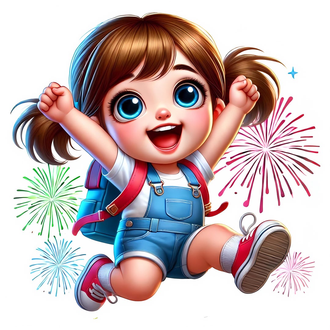 Back to School Girls Clipart 10 High-quality Jpgs Cute School Girls ...